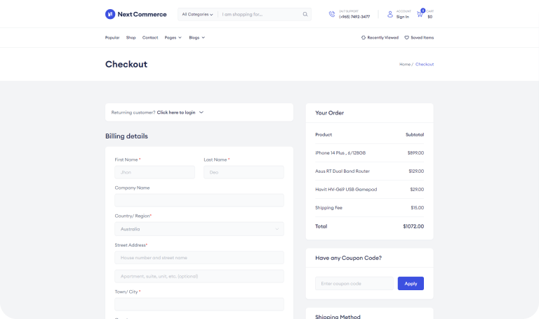 Free Next.js eCommerce Boilerplate Template | NextMerce